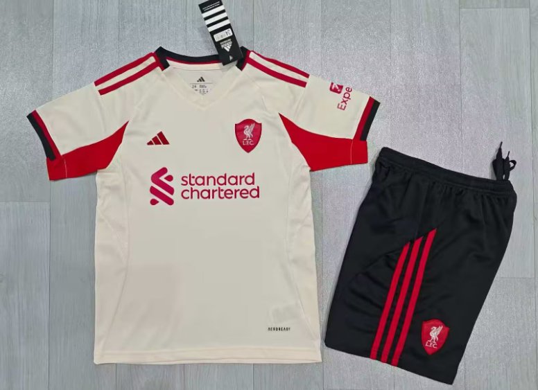Kids-Liverpool 25/26 Away Light Beige Soccer Jersey : Wholesale Soccer ...